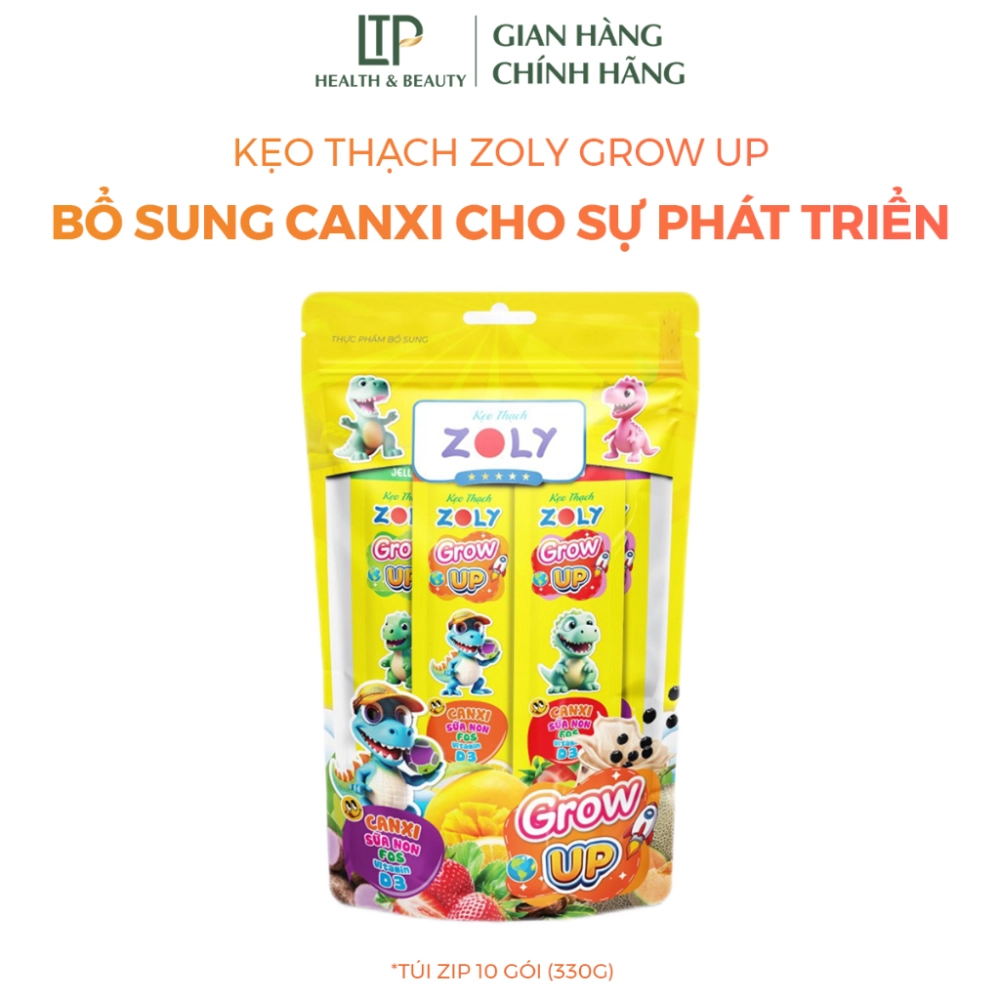 Kẹo Thạch Rau Câu Zoly Grow Up Bổ Sung Canxi Hương Trái Cây - Túi 10 Cái | Aemi