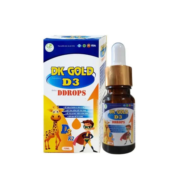 Vitamin DK GOLD Aquatrim D3 DDROPS Tăng Cường Hấp Thu Canxi, Hạn Chế Còi Xương Hộp 10 ml | Aemi