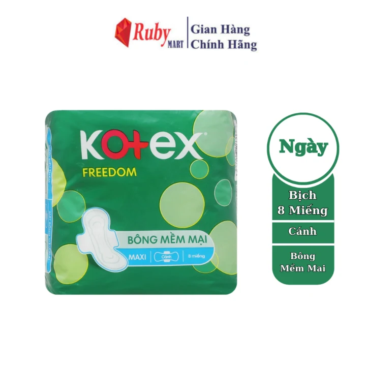Băng vệ sinh Kotex Freedom Dày Cánh - Mỗi Gói 8 Miếng | Aemi